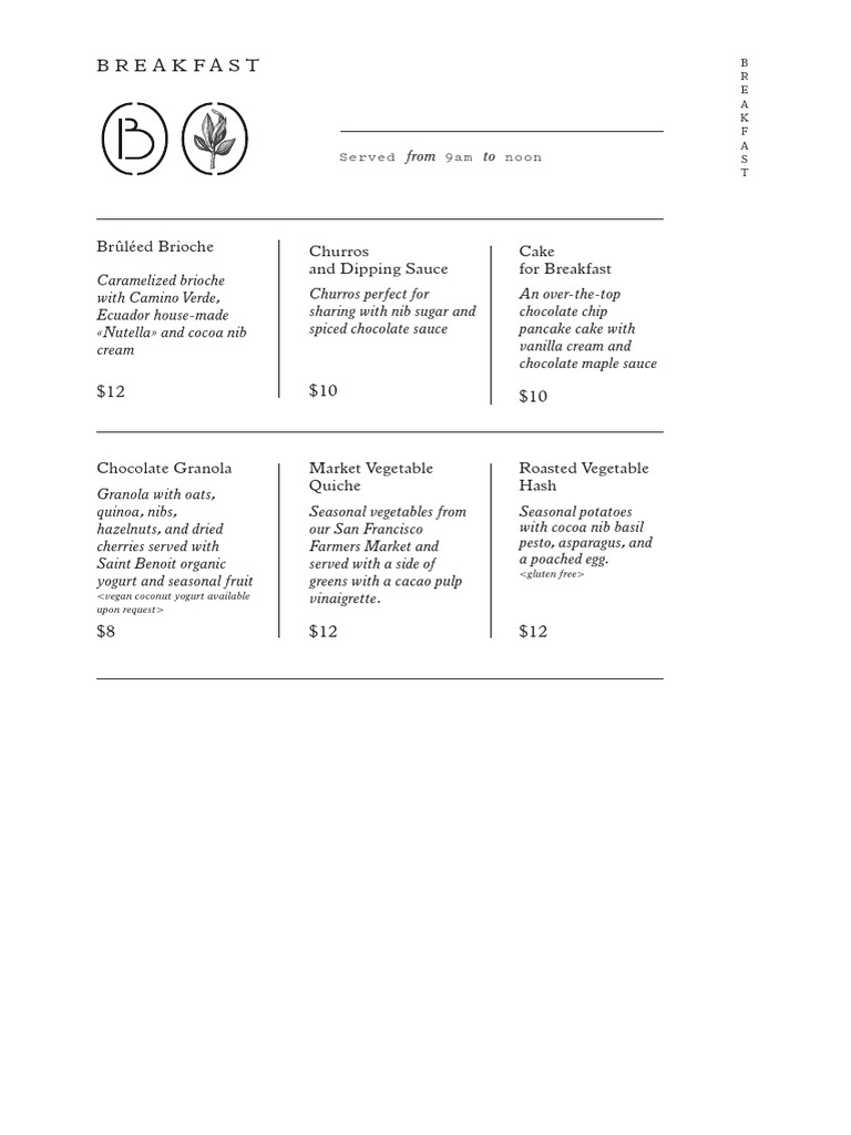 Bloom Breakfast | PDF | Chocolate | Tea