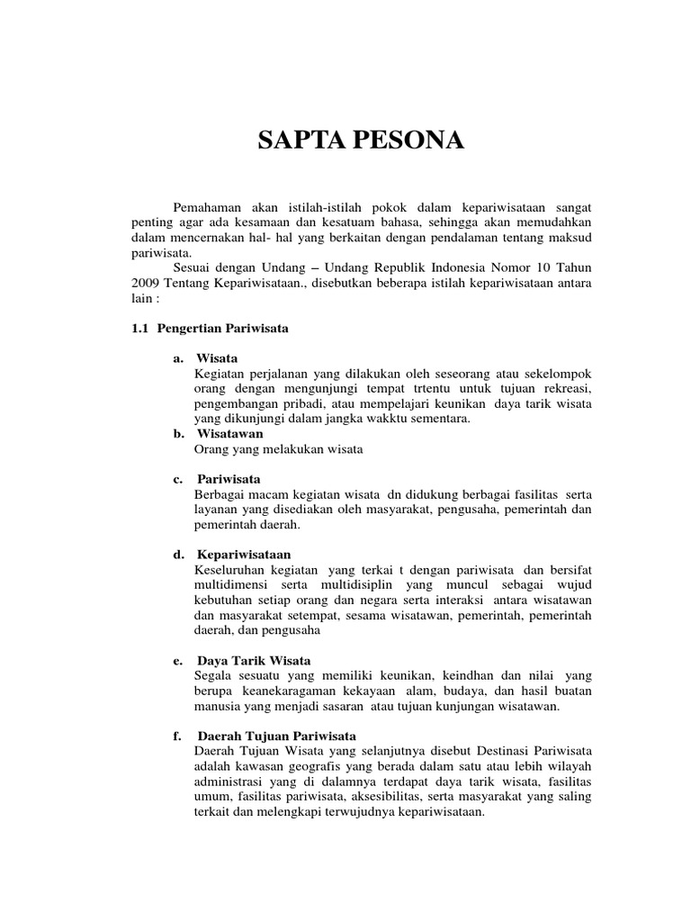 Sapta Pesona Wisata | PDF