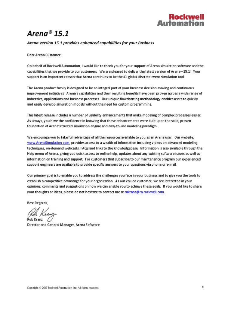 Arena® 15.1: Arena Version 15.1 Provides Enhanced Capabilities For Your Business | PDF ...