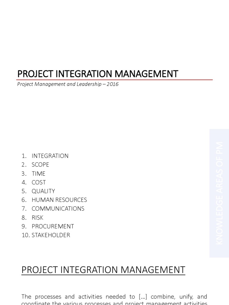 Project Integration Management Pdf Project Management Cognition