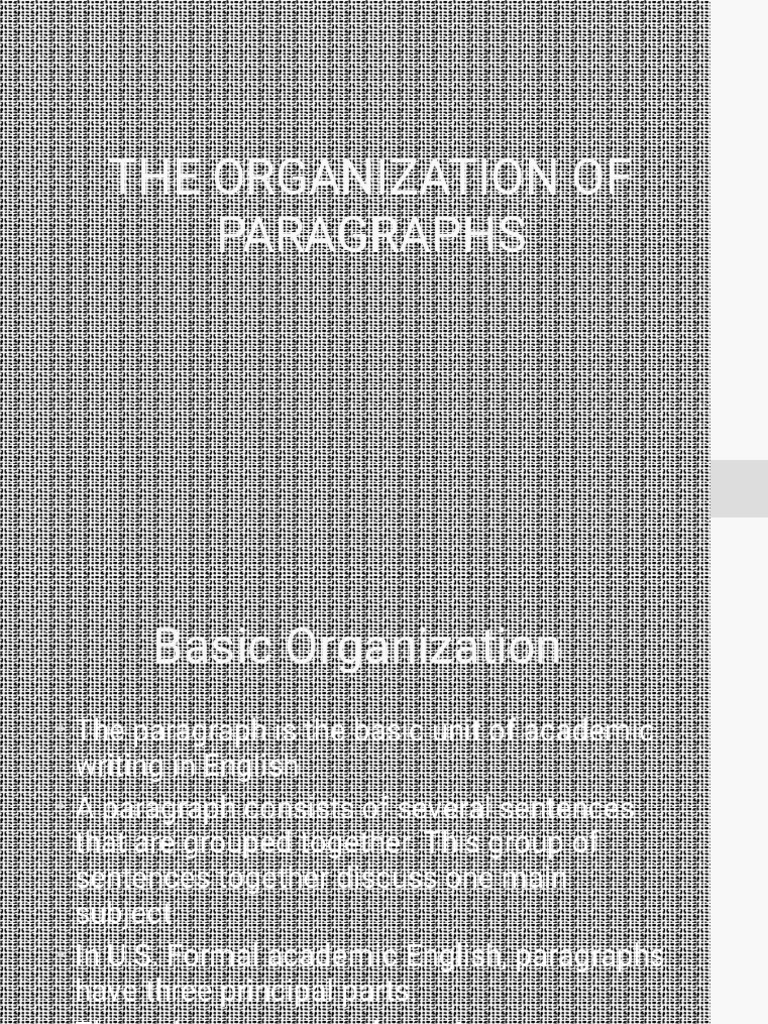 The Organization Of Paragraphs Pdf Pdf Paragraph