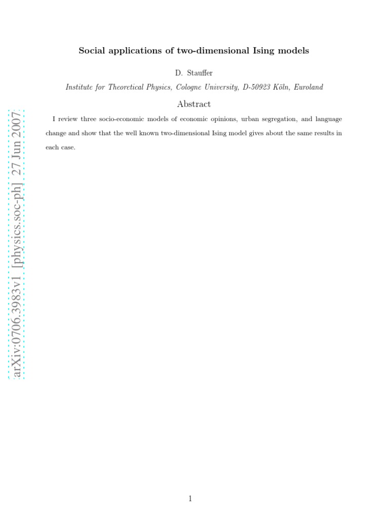 Social applications of two-dimensional Ising models | PDF | Computer ...