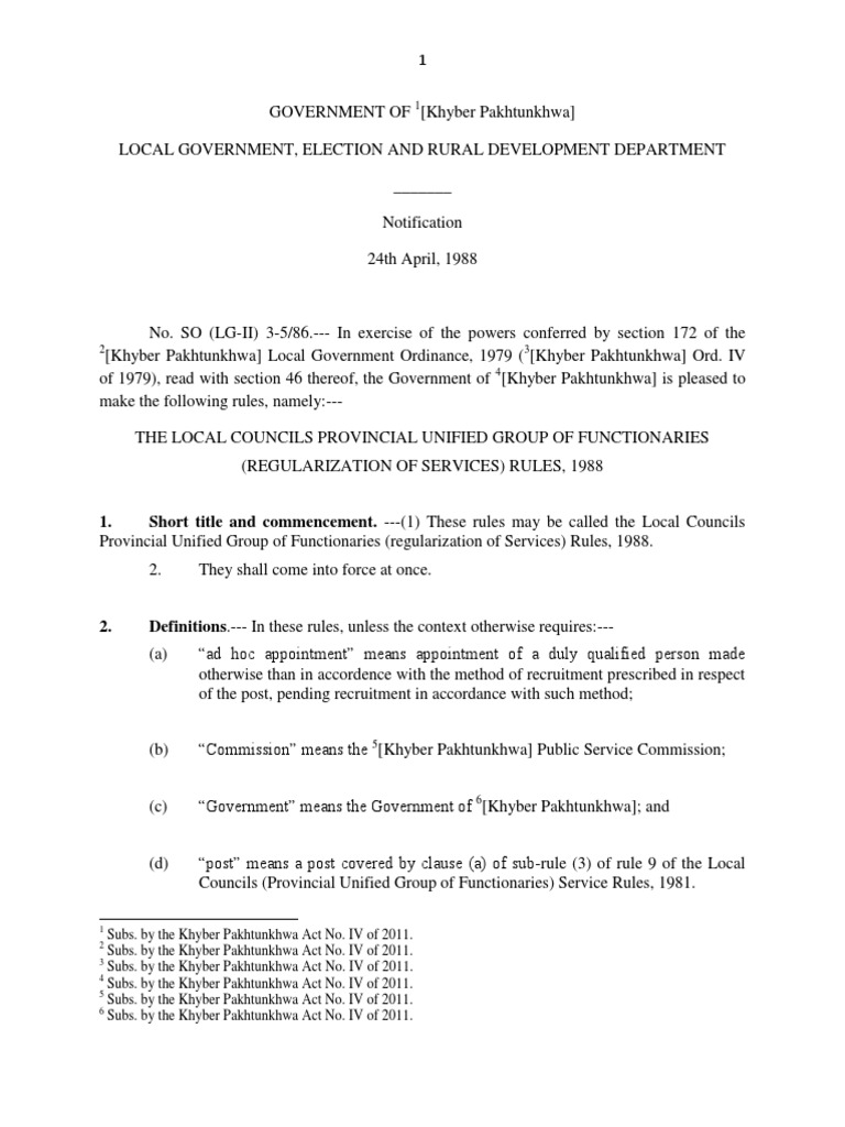 Definition of Functionaries Rules 1988 | PDF | Public Sphere | Social ...