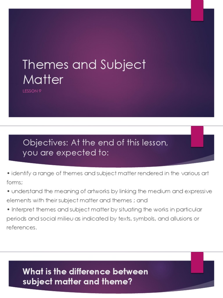 Subject Matter vs. Theme in Art | PDF | Identity (Social Science) | Gender