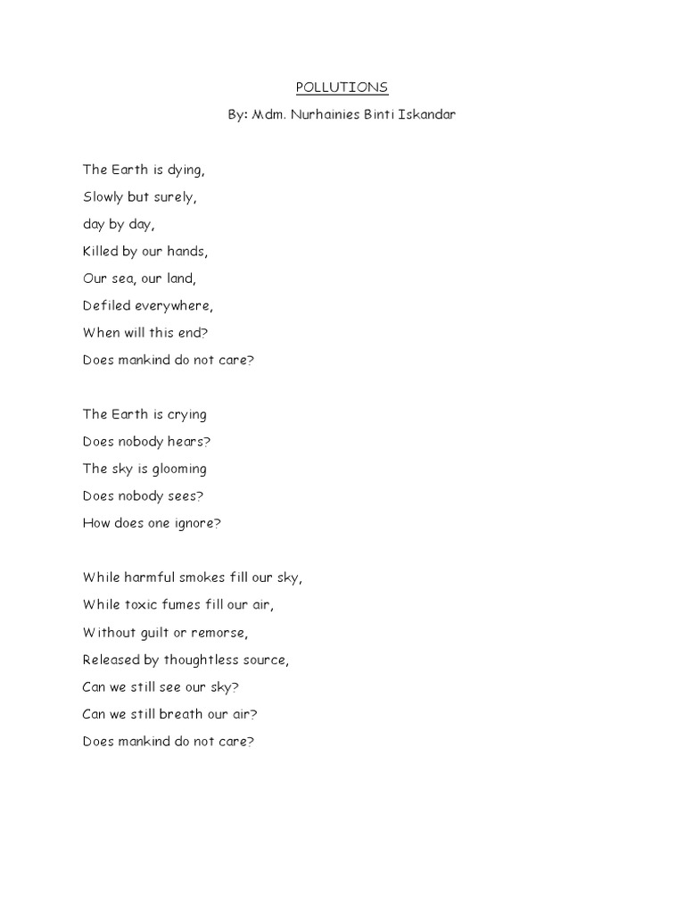 Pollution: A Poem for Awareness | PDF