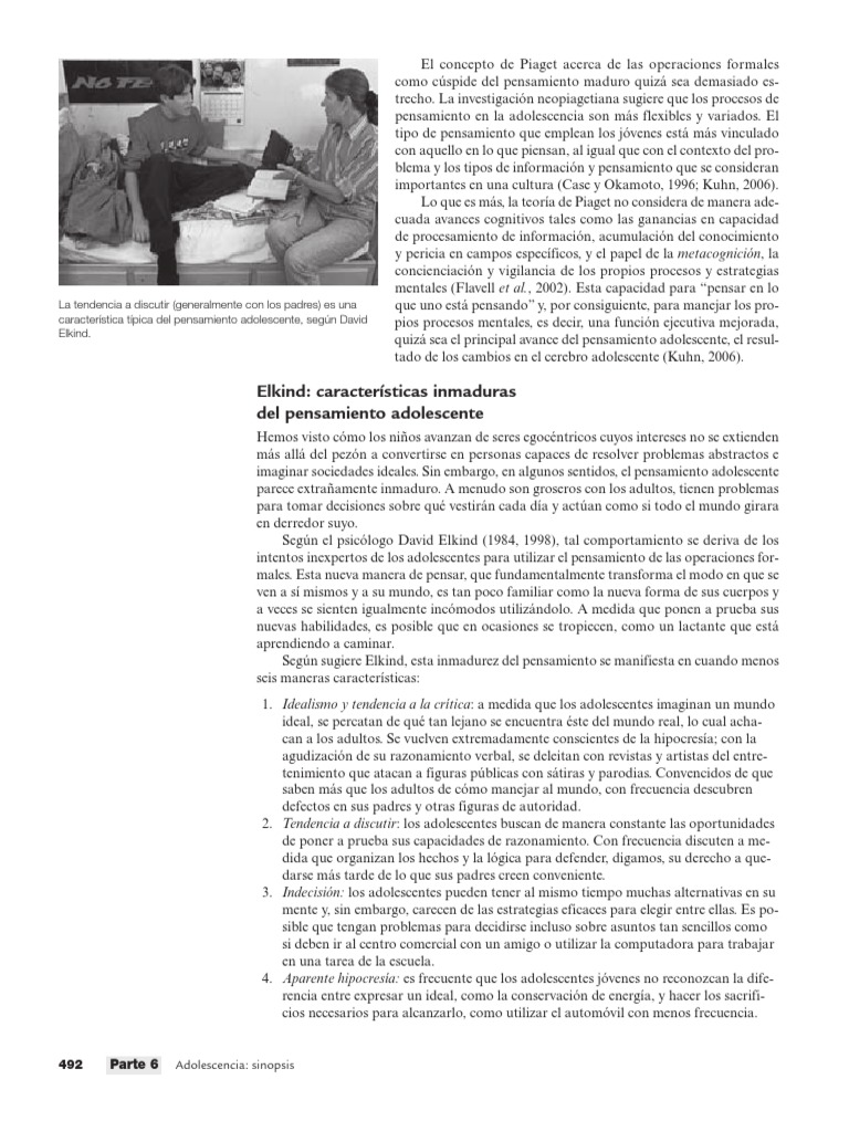 Características inmaduras del pensamiento adolescente según David ...