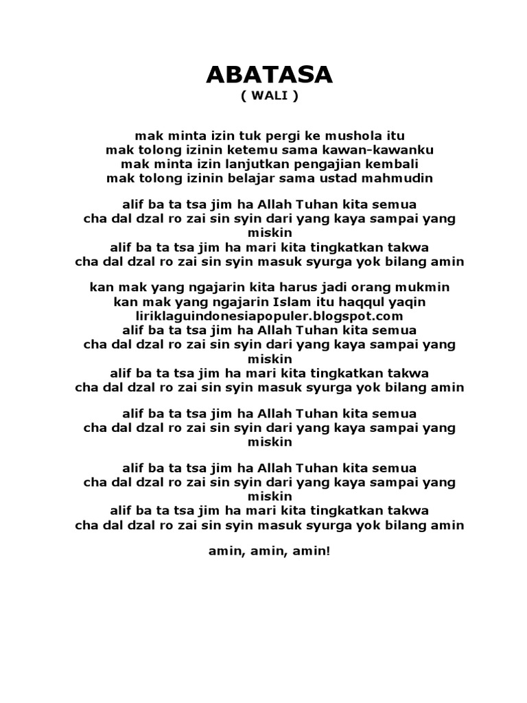 Kumpulan Lirik Lagu Pop Indonesia | PDF