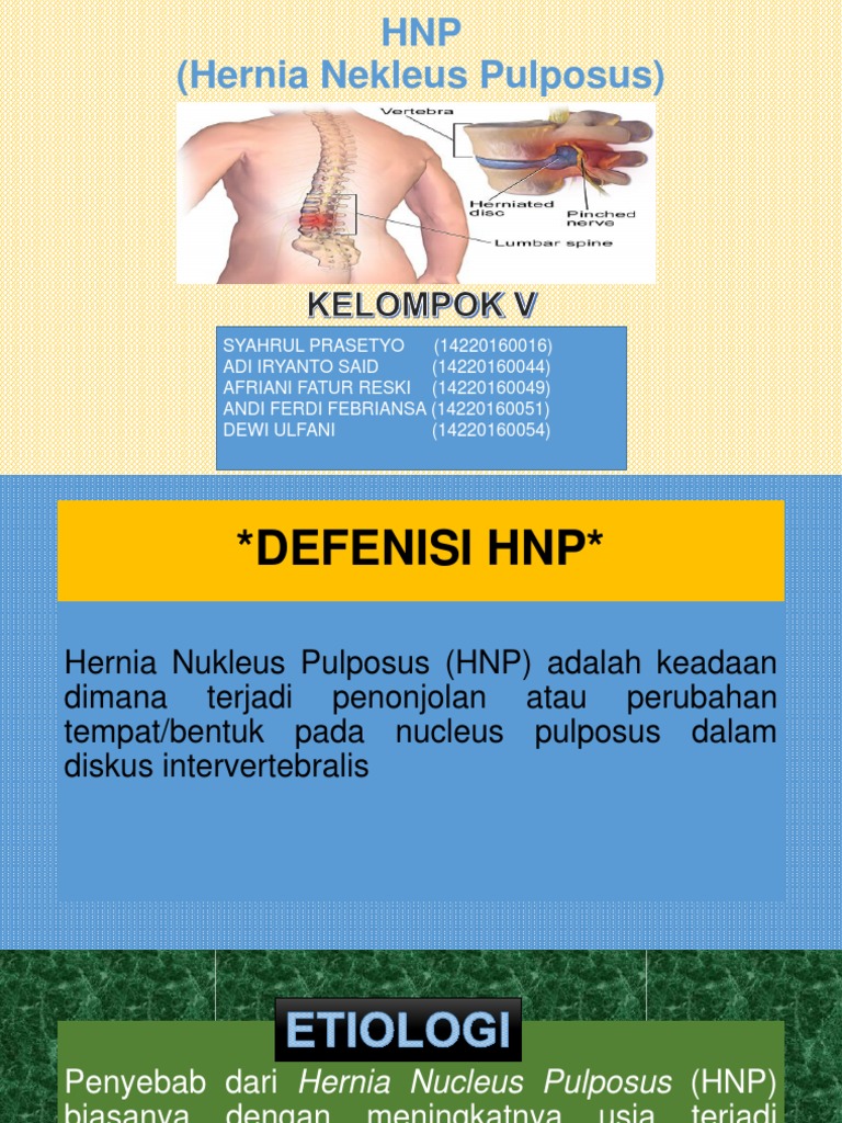 HNP (Hernia Nekleus Pulposus) | PDF