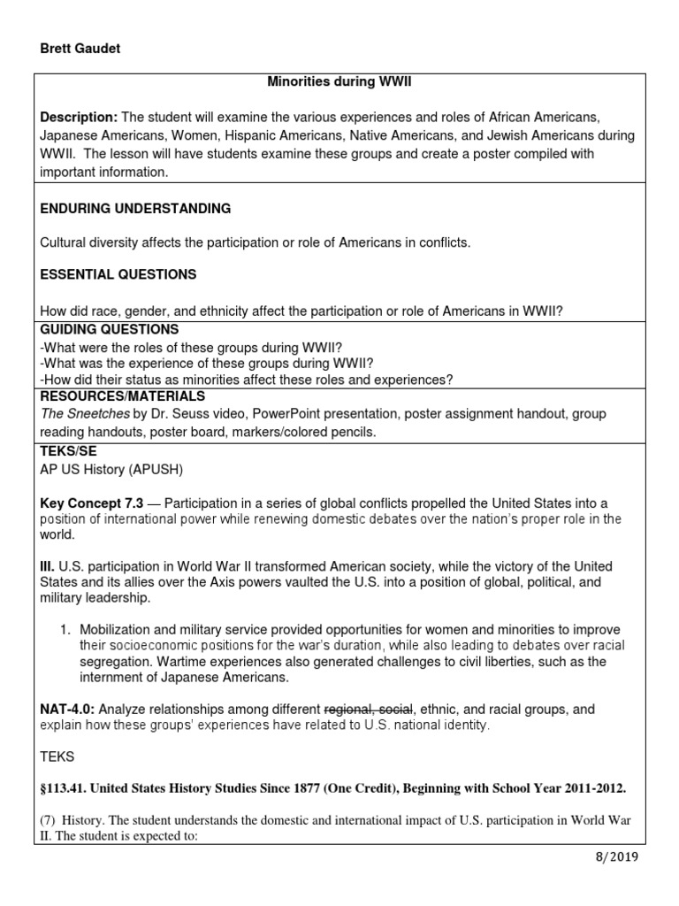 Utl640 Lesson Plan 3 and 4 | PDF | Internment Of Japanese Americans ...