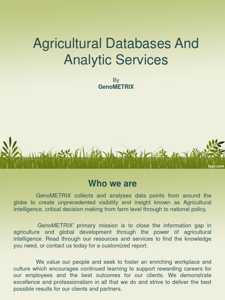 Agricultural Databases and Analytic Services: Genometrix | PDF ...