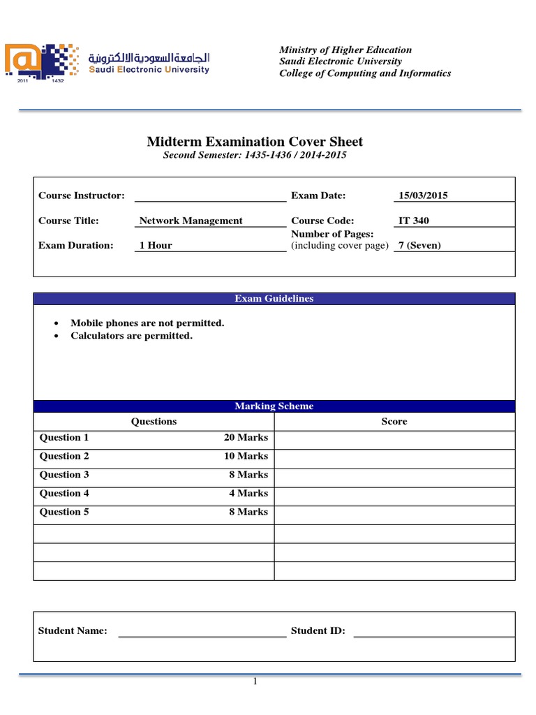 Network Management Solution Midterm Exam | PDF | Internet Protocol Suite | Computer Network