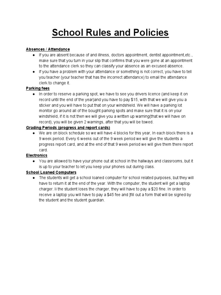 School Rules and Policies | PDF