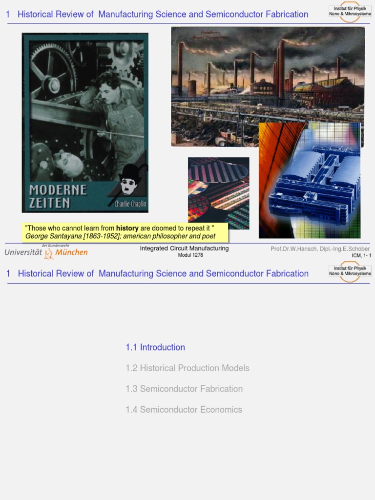 1 Historical Review of Manufacturing Science and Semiconductor ...