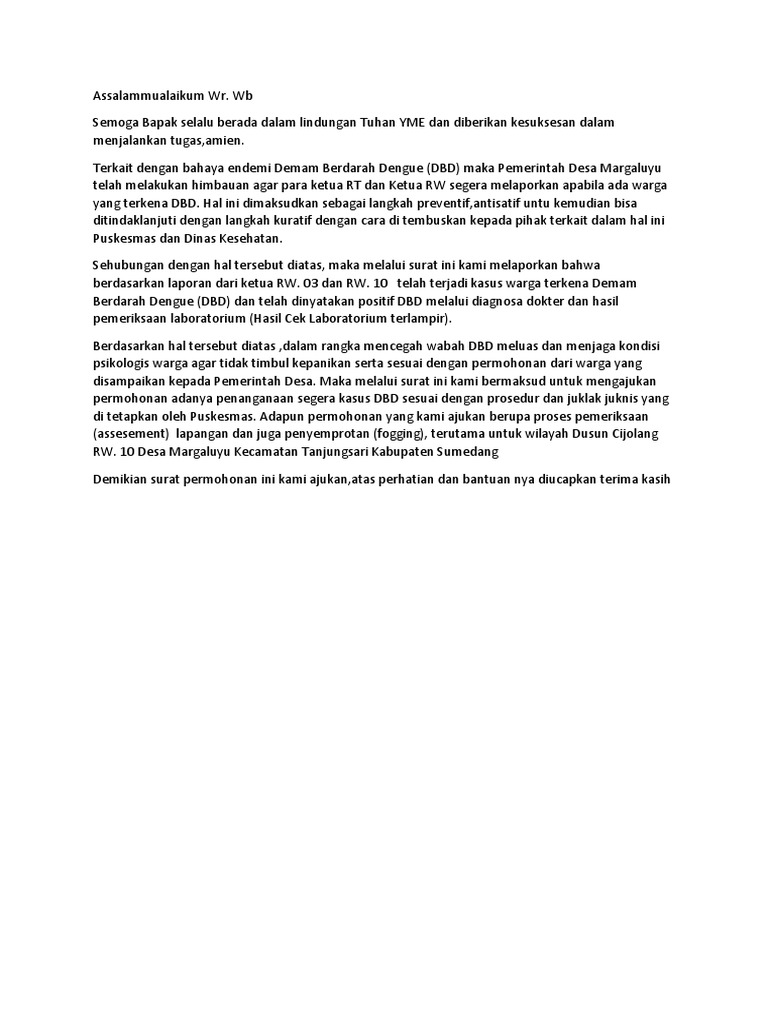 Surat Permohonan Fogging | PDF