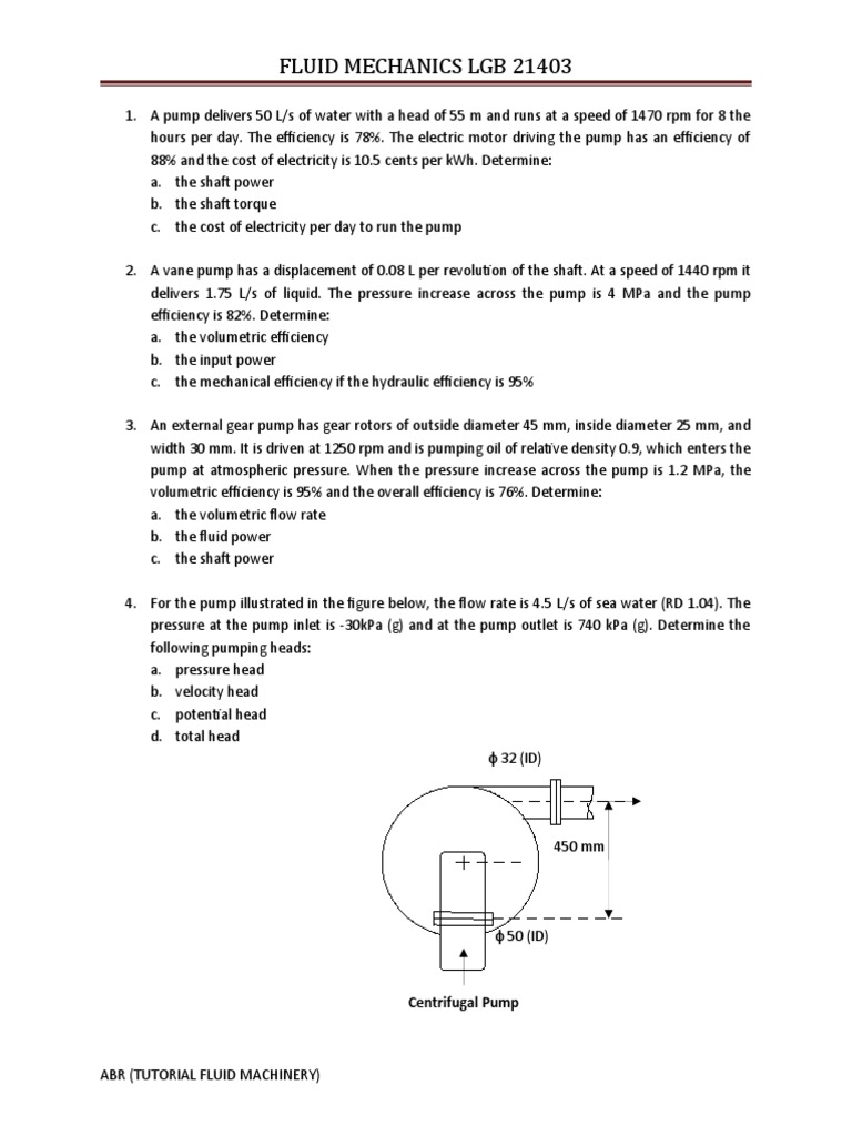 Tutorial Fluid Machinery 3a | PDF | Pump | Flow Measurement