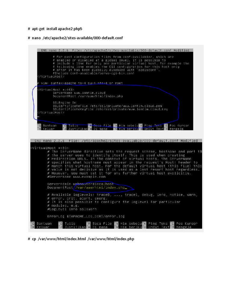 # Apt-Get Install Apache2 php5 # Nano /etc/apache2/sites-Available/000 ...