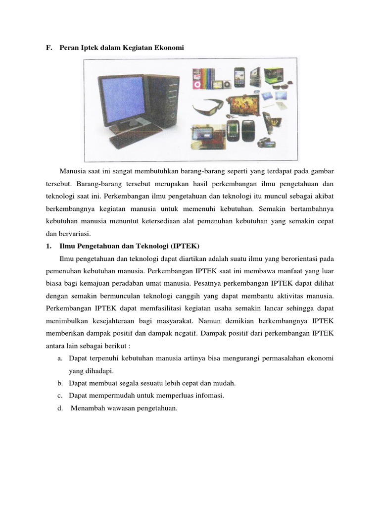 Peran Iptek Dalam Kegiatan Ekonomi | PDF