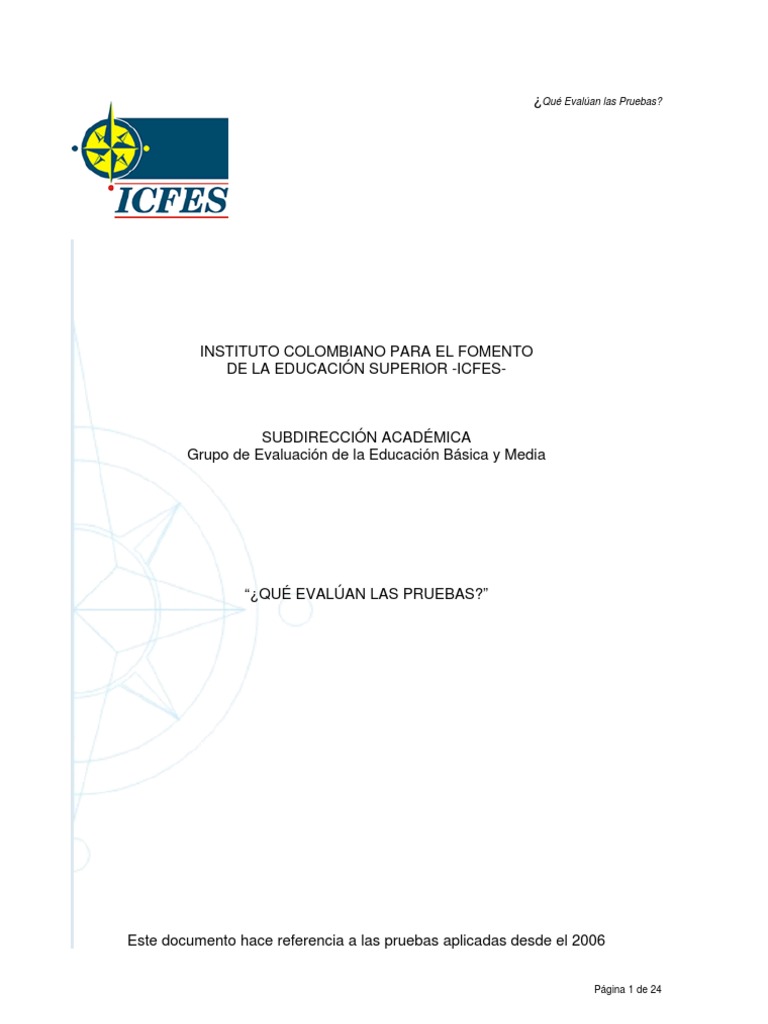 Evaluación de Pruebas ICFES 2006 | PDF | Science | Conocimiento