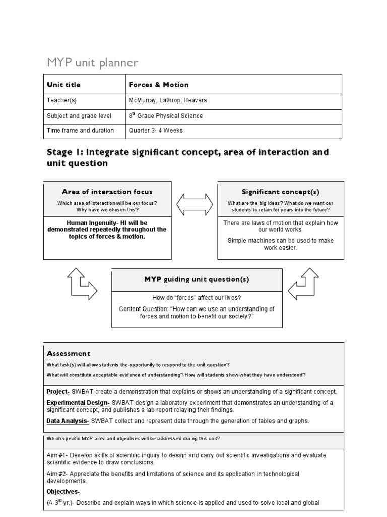 Understanding Forces and Motion | PDF | Rubric (Academic) | Learning