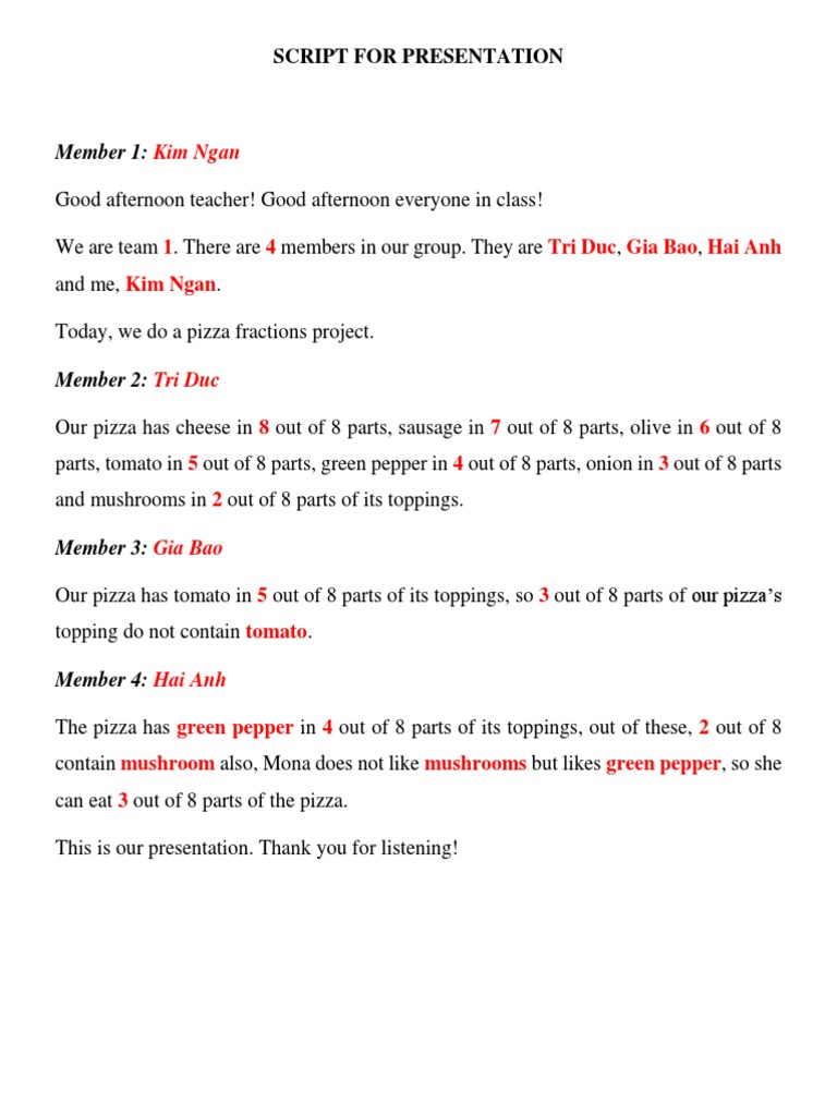 SCRIPT FOR PRESENTATION - Sample | PDF