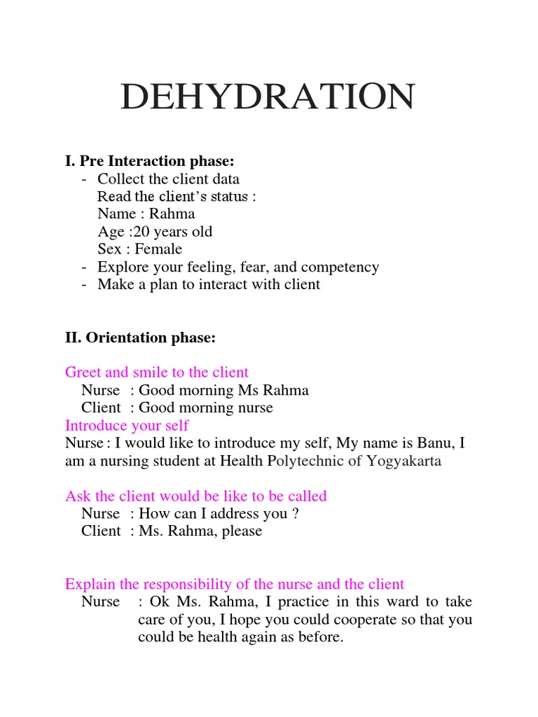 Dehydration: I. Pre Interaction Phase | PDF | Dehydration | Diseases ...