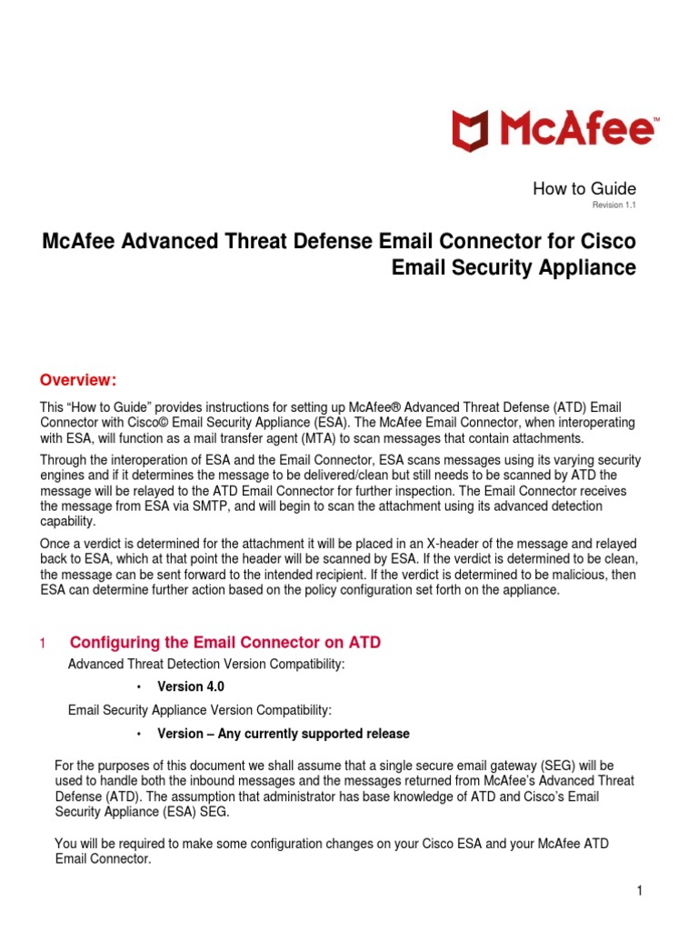 McAfee ATD Cisco ESA How To Guide 1.1 | PDF | Port (Computer Networking ...