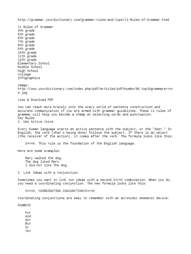 11 Rules of Grammar | PDF | Grammatical Tense | Comma