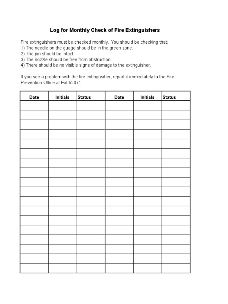 Fire Extinguisher Log | PDF | Civil Engineering | Prevention