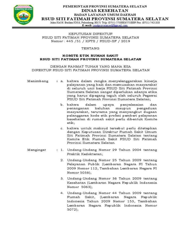 SK Komite Etik RS | PDF