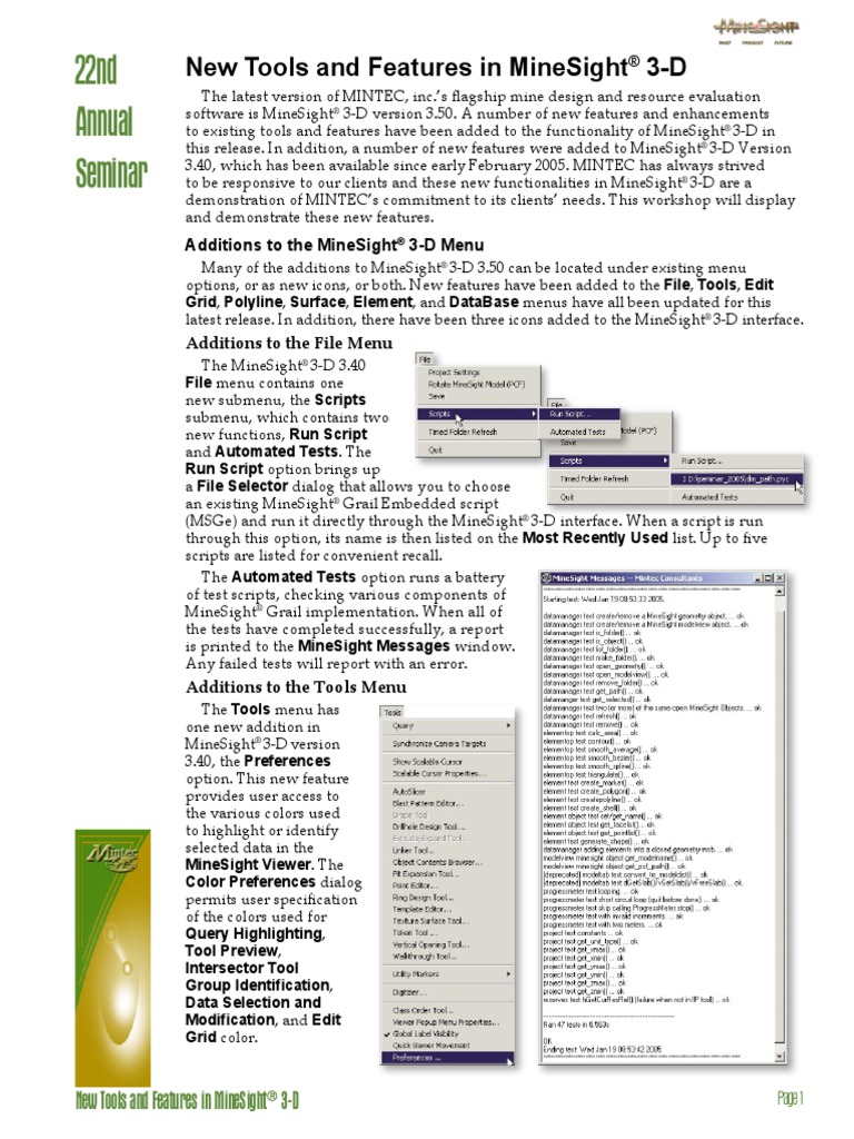 New Tools and Features in MineSight 3-D | PDF | Menu (Computing) | Icon (Computing)