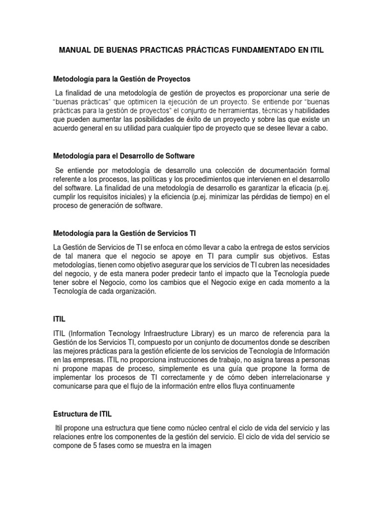 Manual Buenas Practicas Itil | PDF | Itil | Gestión de proyectos