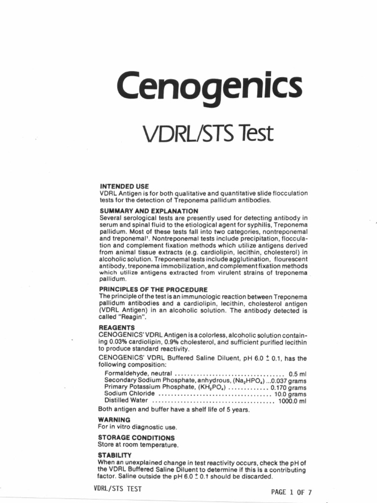 VDRL Product Insert1 | PDF | Immunology | Clinical Medicine