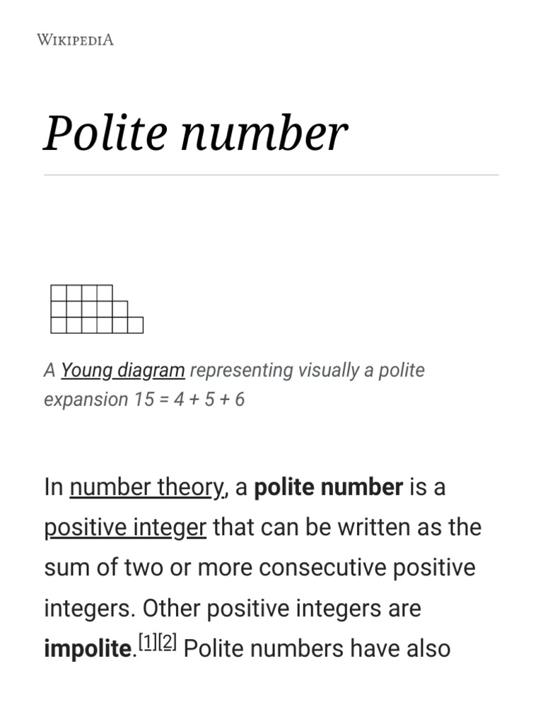 Polite Numbers Pdf Arithmetic Number Theory 