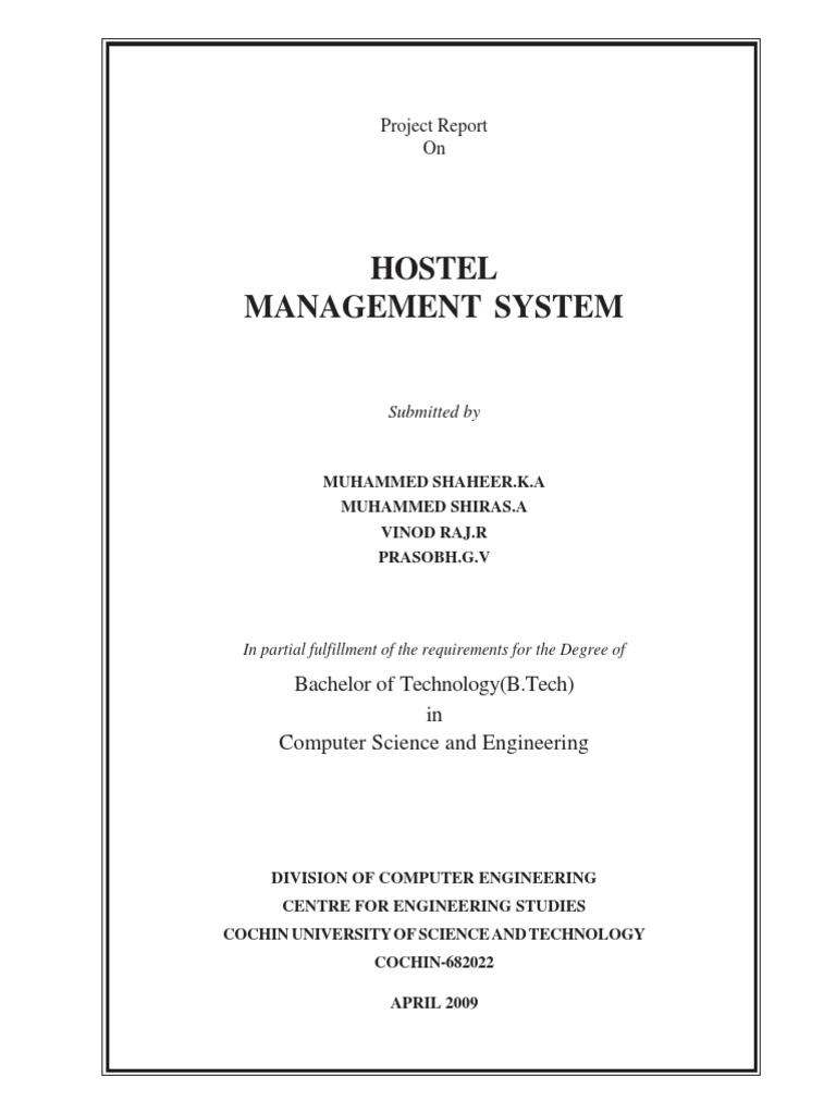 Hostel Management System: Project Report On | PDF | Php | Apache Http Server