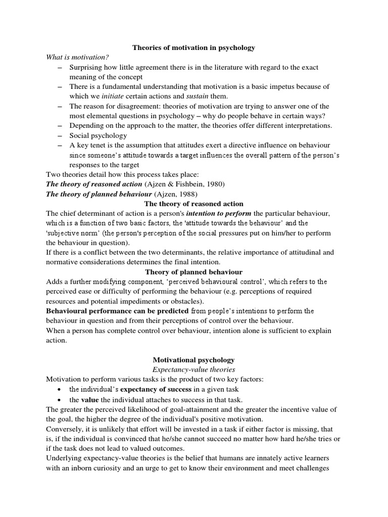 7 Theories of Motivation in Psychology | PDF | Self Efficacy | Motivation