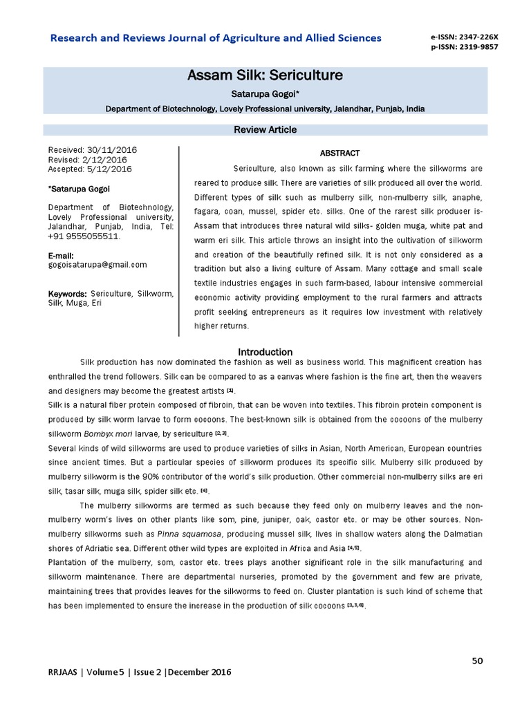 Assam Silk Sericulture PDF | Download Free PDF | Silk | Fibers