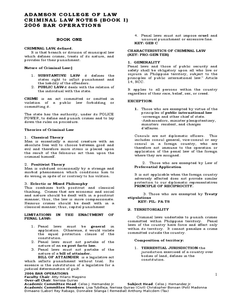 Adamson Criminal Notes Book1 06 Ed. | PDF | Crime & Violence | Crime ...