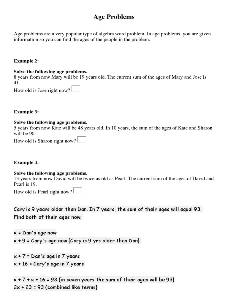 Age Problems - Questionnaire | PDF