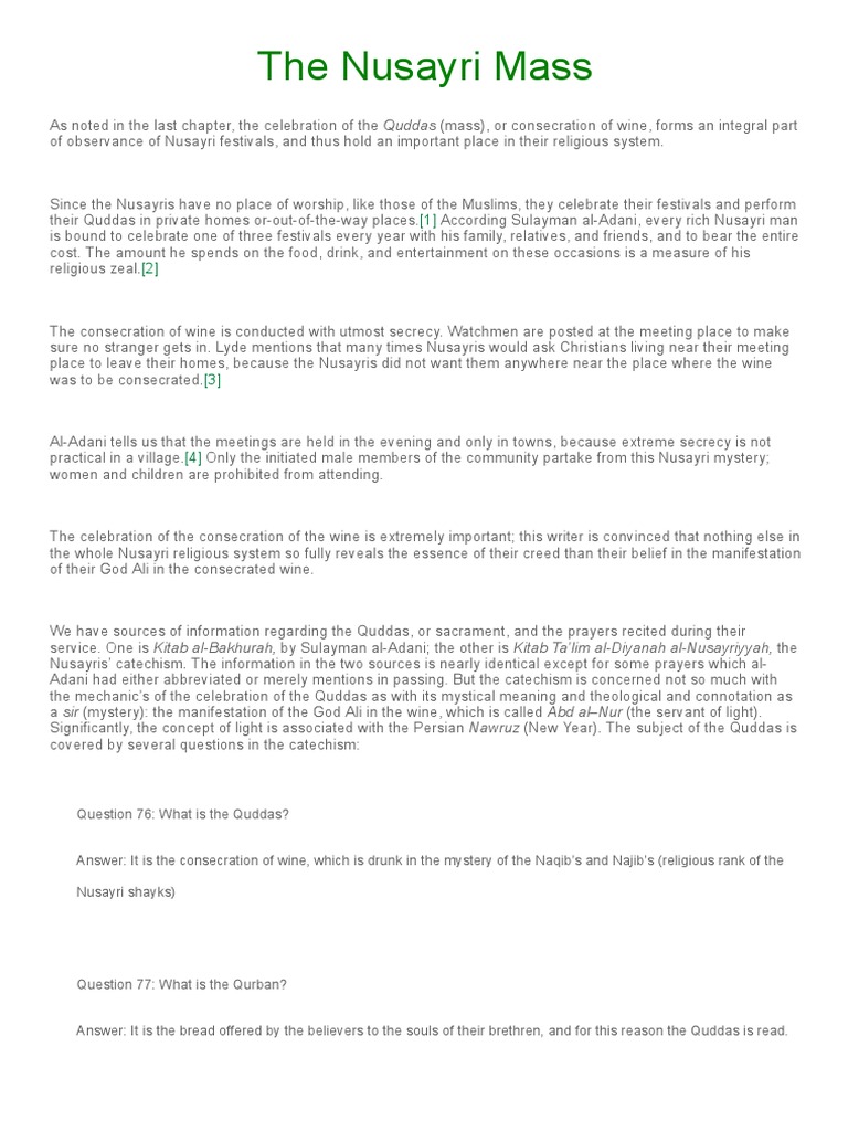 The Secret Celebration of the Nusayri Mass: A Detailed Examination of ...