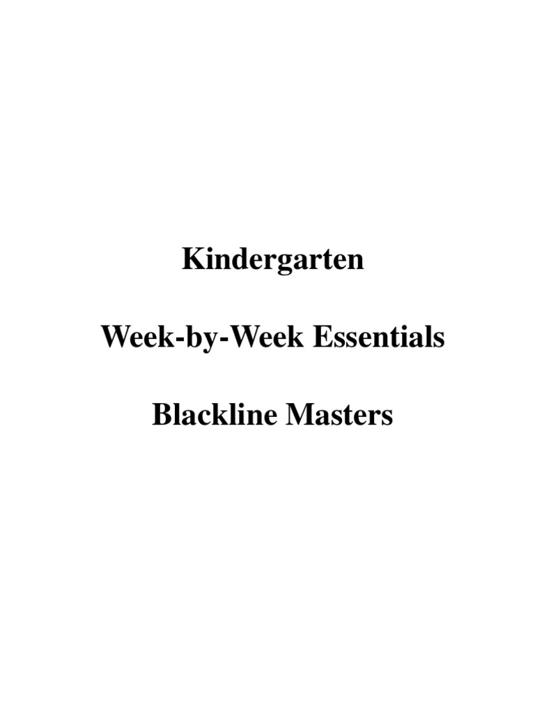 Kindergarten Week-by-Week Essentials Blackline Masters | PDF ...