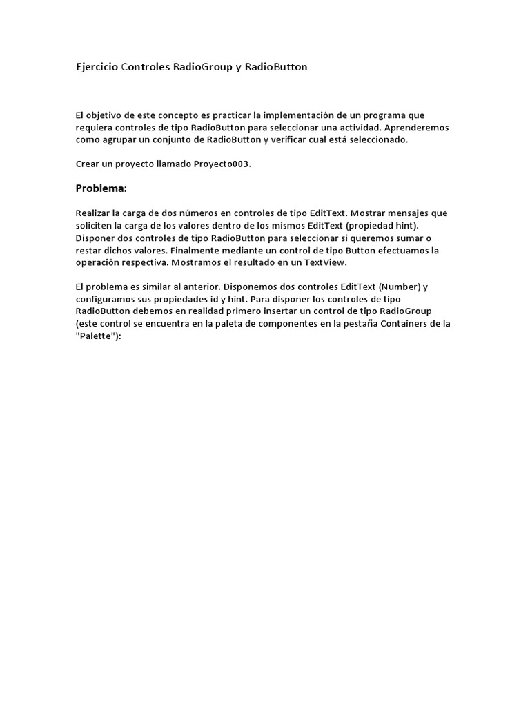 Ejercicio Controles RadioGroup y RadioButton | Descargar gratis PDF ... Ejercicio Controles RadioGroup y RadioButton | Descargar gratis PDF ...