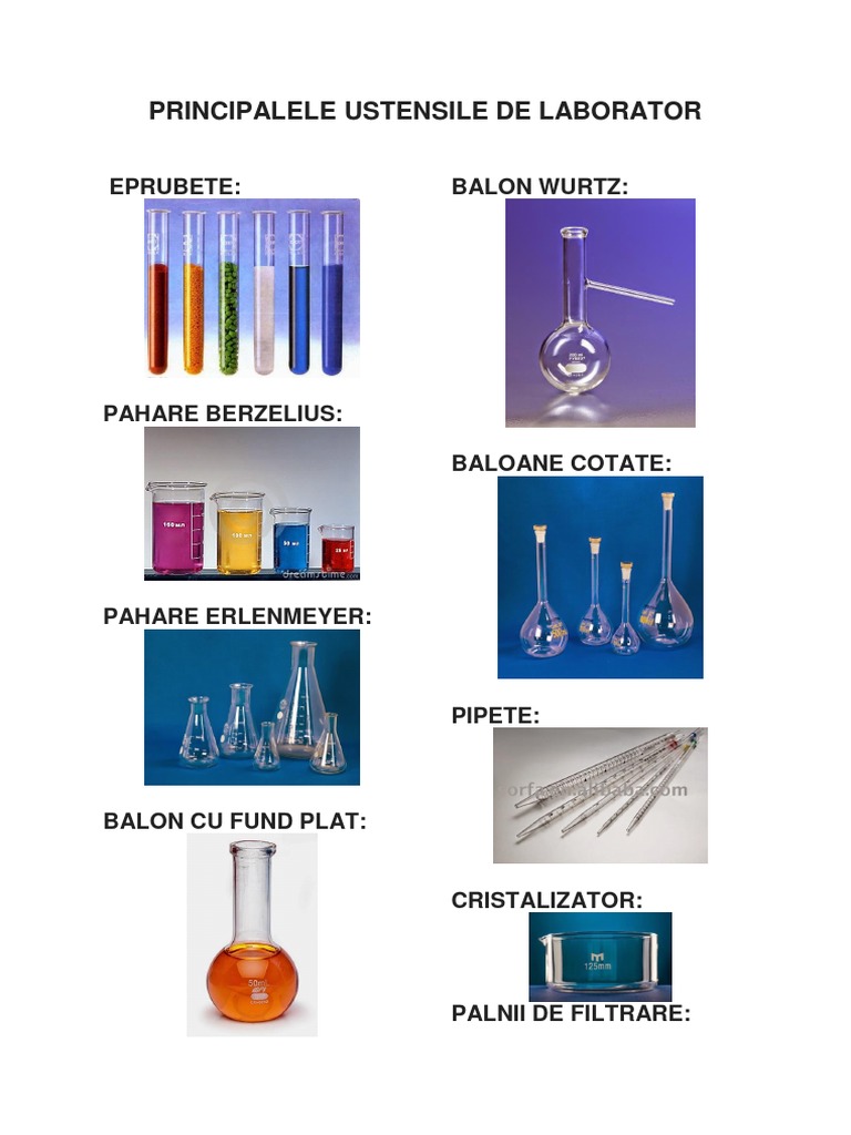 Principalele Ustensile de Laborator - Imagini | PDF