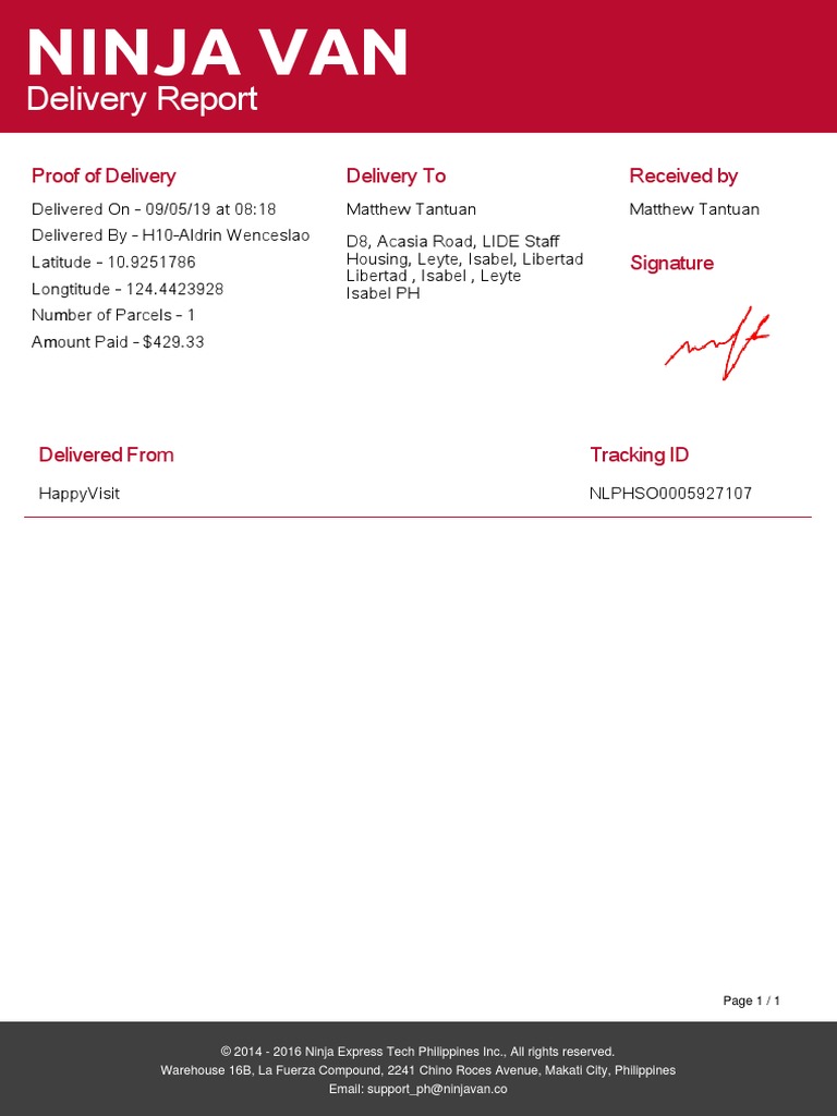 Delivery Report - NV | PDF