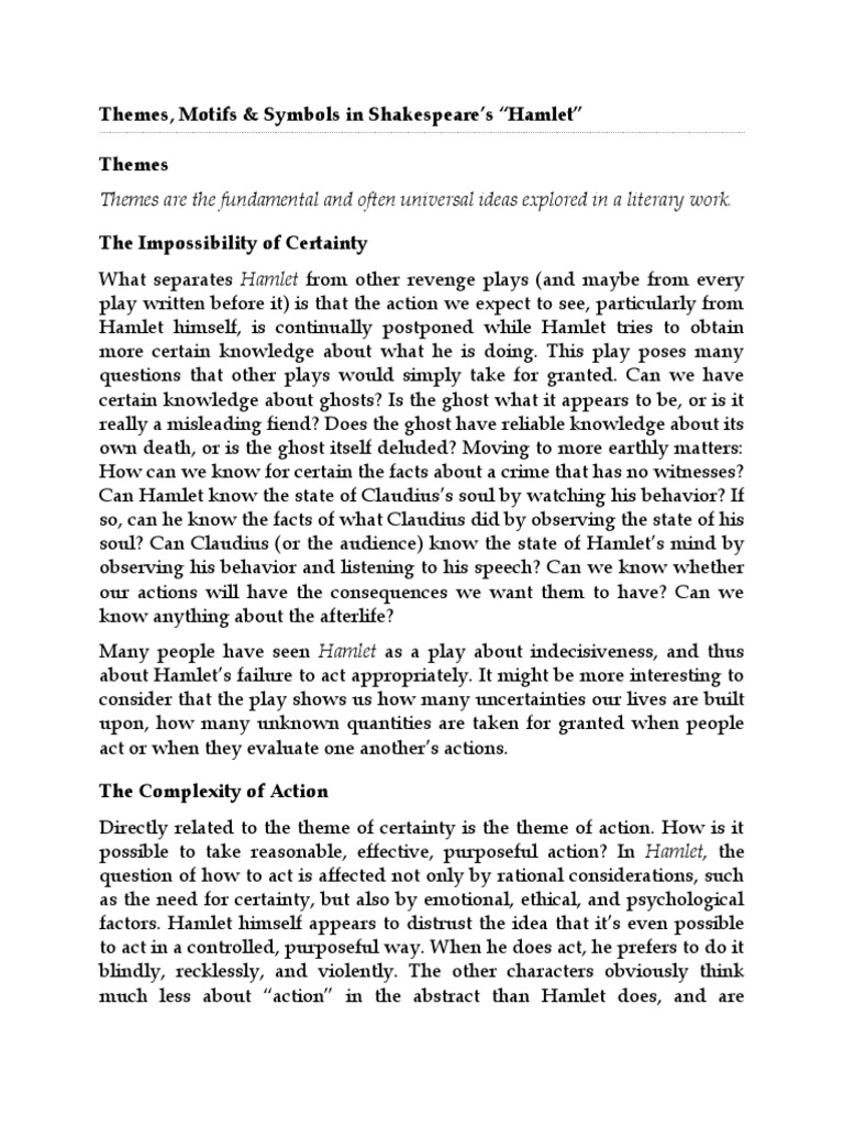 Themes in Hamlet | PDF | Hamlet | Ghosts