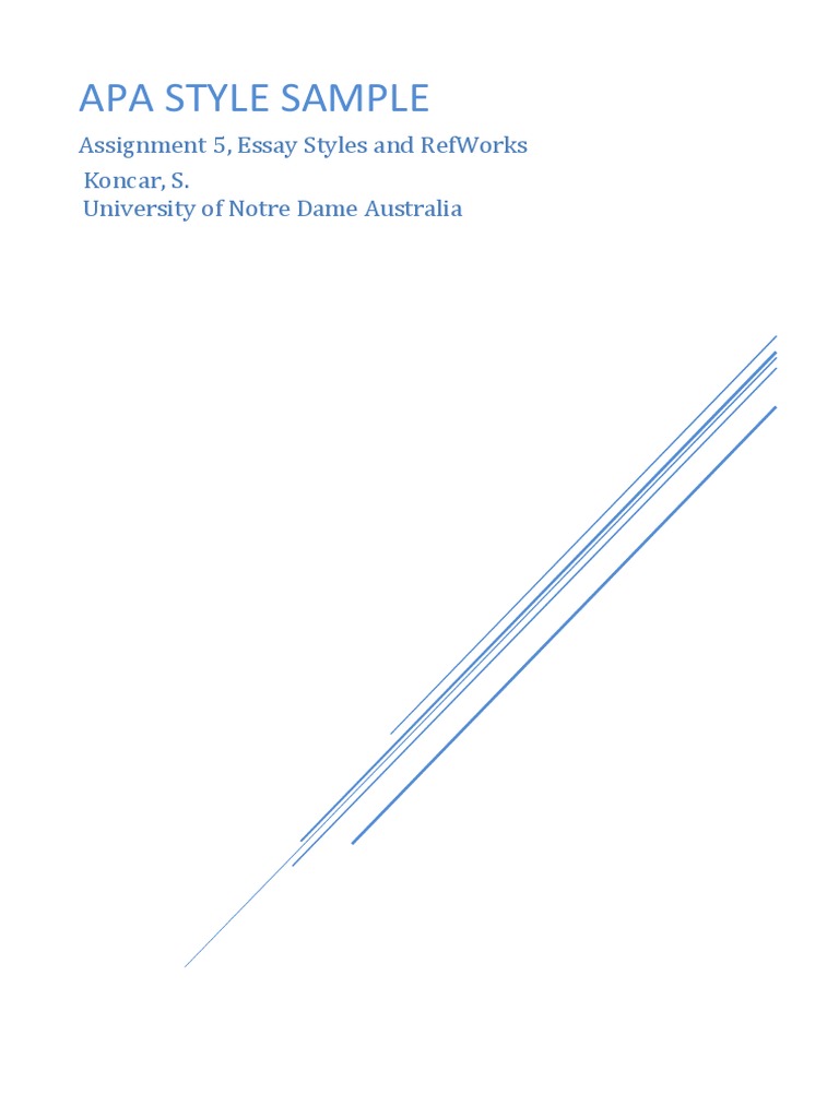 Apa Style Sample: Koncar, S. University of Notre Dame Australia ...