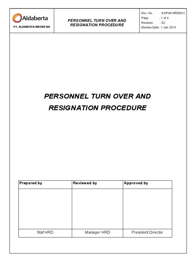 SOP-12 Personnel Turn Over | PDF | Turnover (Employment) | Employment