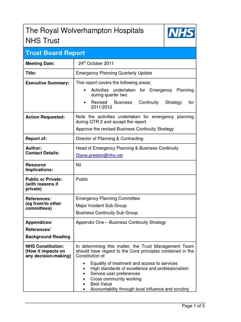 NHS Trust Policy | PDF | Emergency Management | Supply Chain