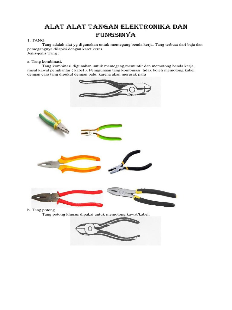 Alat Alat Tangan Elektronika Dan Fungsin | PDF