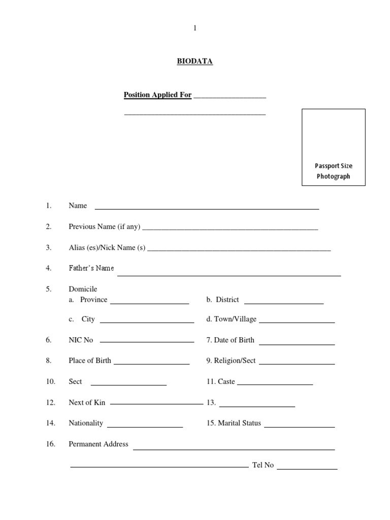 [TITLE]: A Comprehensive Biodata Form | PDF | Government And Personhood ...