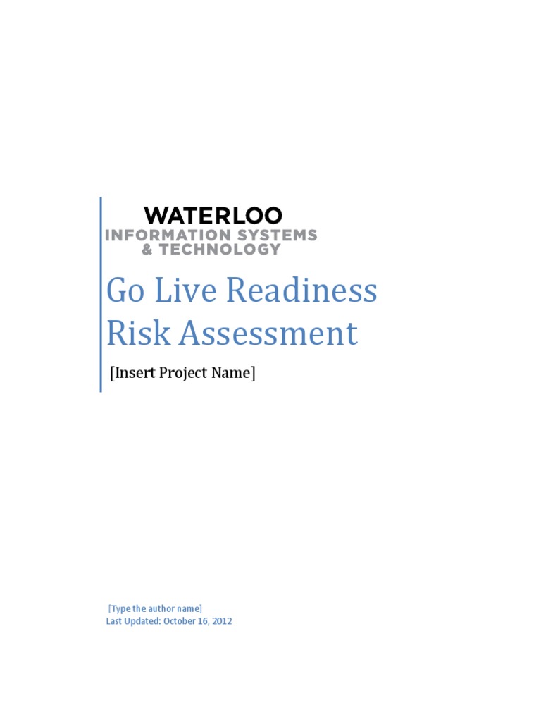 Go Live Readiness Risk Assessment: (Insert Project Name) | PDF | Risk ...
